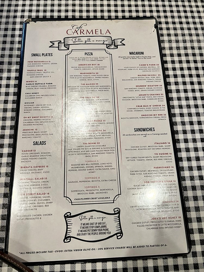 A menu that reads like a love letter to Italian cuisine. Each item beckons with the siren song of comfort food done right.