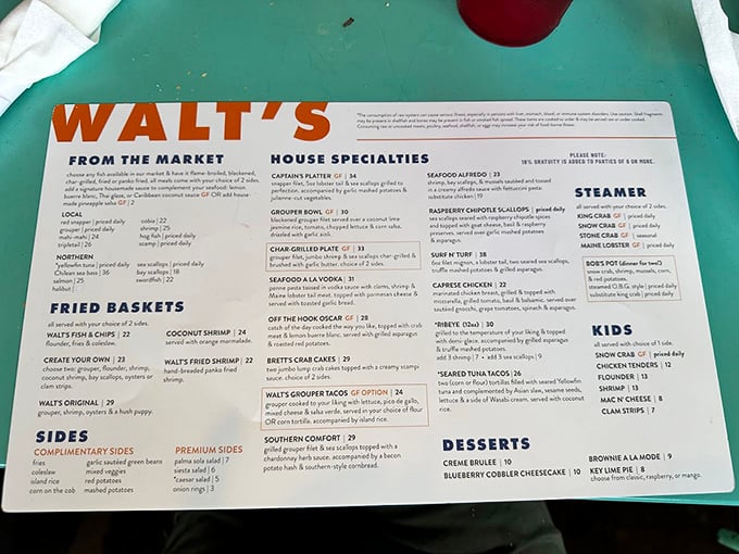 A menu that reads like a love letter to the Gulf. Each dish represents decades of seafood wisdom and Florida tradition.