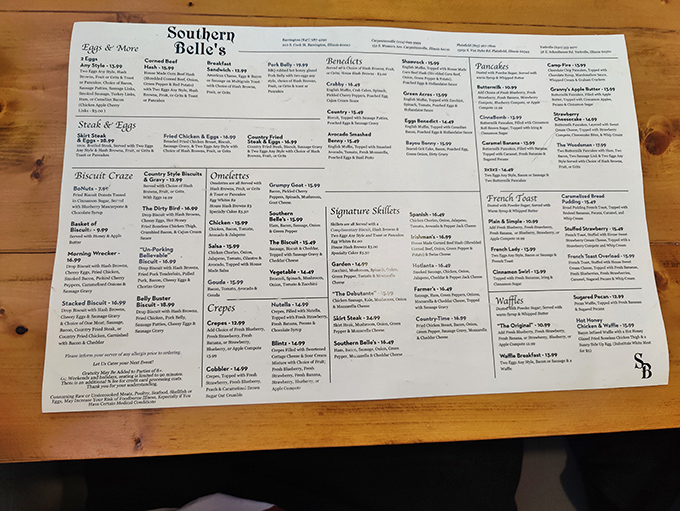 The menu reads like a love letter to breakfast classics, with French toast variations that deserve their own fan club.