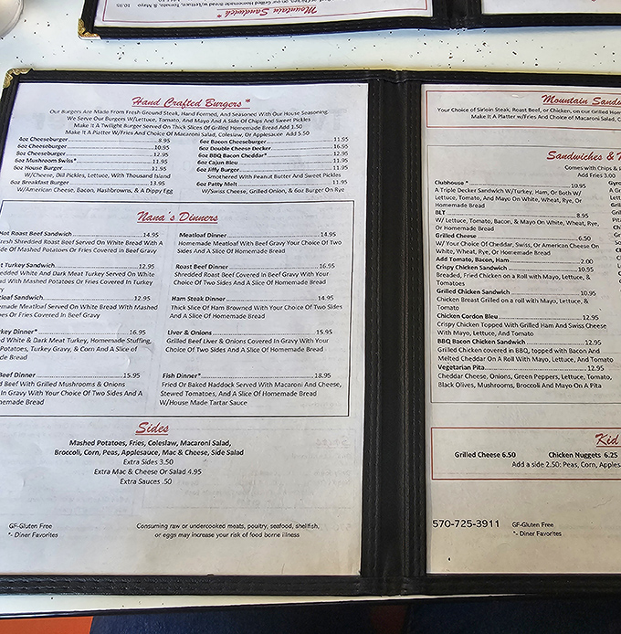 The menu &ndash; a laminated roadmap to comfort food paradise where breakfast all day isn't just a policy, it's a philosophy.