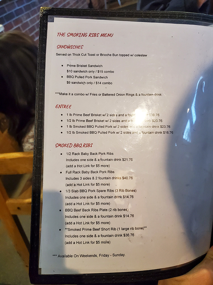 The menu reads like barbecue poetry&mdash;prime brisket, pulled pork, and baby back ribs starring in this meaty masterpiece.