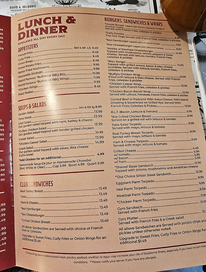 A menu that doesn't mess around. When breakfast is served all day and the chowder comes by the quart, you know you're in the right place.