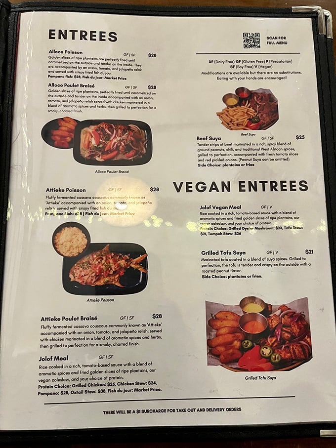 The menu reads like a delicious geography lesson, with each dish offering a passport stamp of West African flavors.