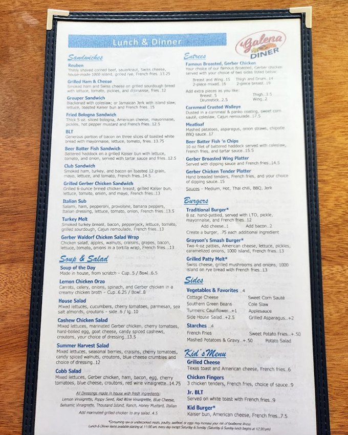 A menu that reads like a love letter to comfort food. Notice the "Who's Dot?" section&mdash;the heart and soul behind this Richmond institution.