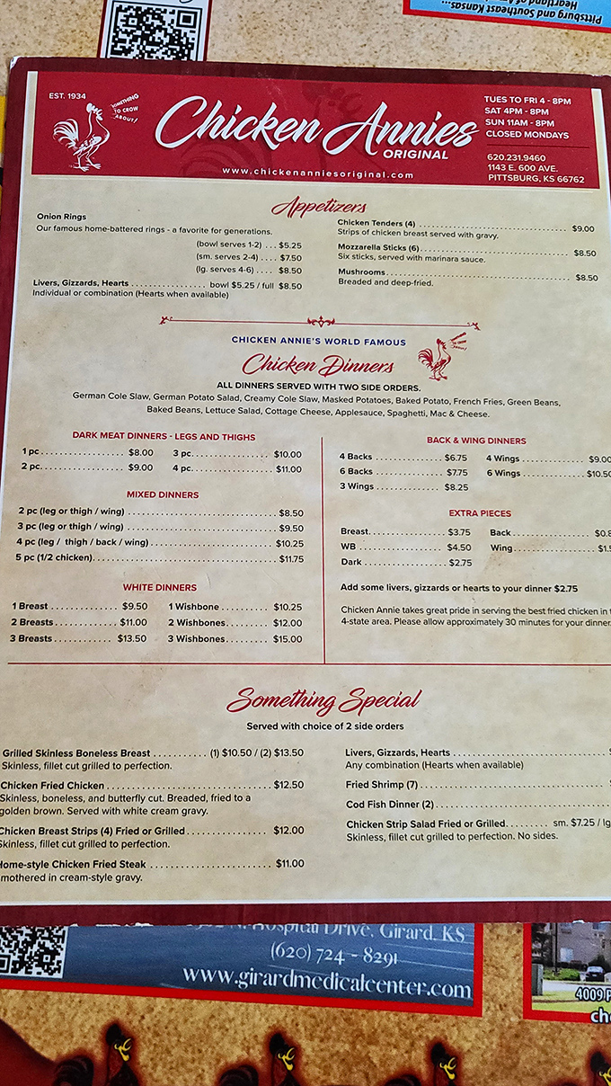 The menu tells the whole story—this isn't about fancy food trends or Instagram bait. This is about perfect fried chicken and sides that make you sigh.