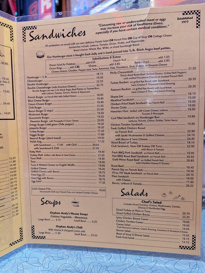 The menu at Orphan Andy's reads like a love letter to American comfort food. Decisions, decisions&mdash;all of them deliciously difficult. 