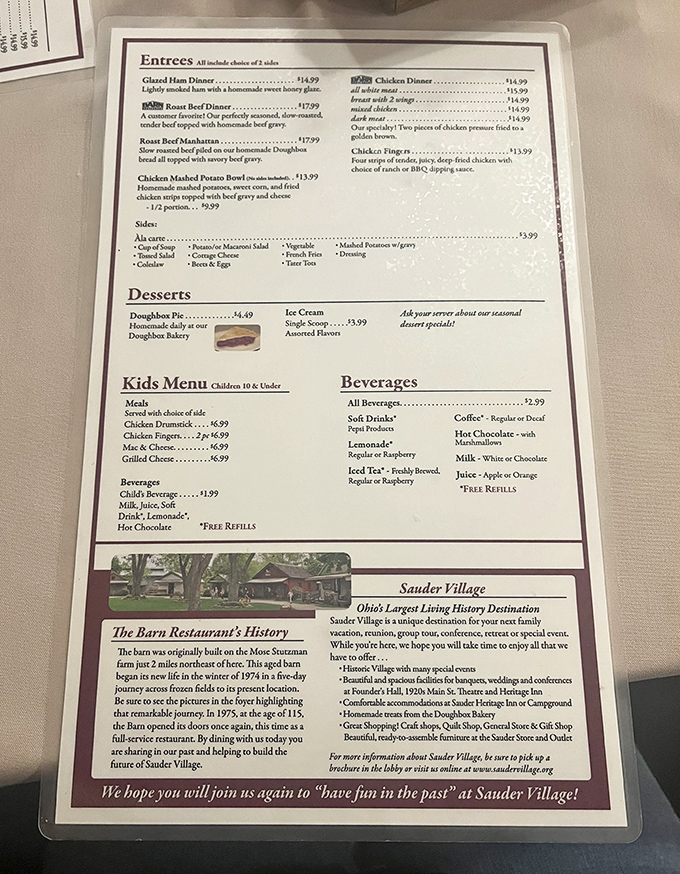 A menu that reads like a love letter to Midwestern comfort food. No molecular gastronomy here, just honest cooking that speaks to the soul.
