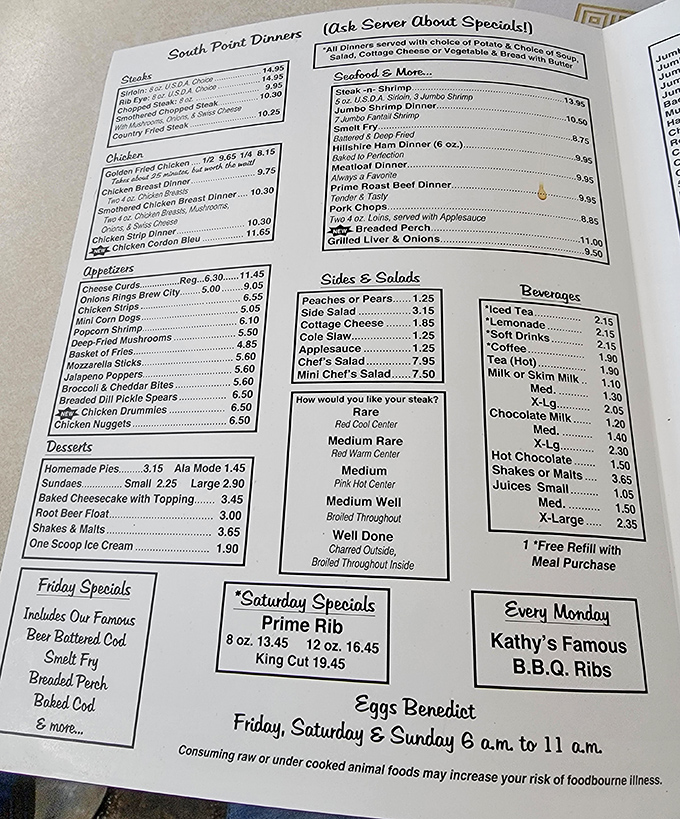 This menu isn't just a list of food&mdash;it's a roadmap to happiness with directions to everything from prime rib to homemade pie.