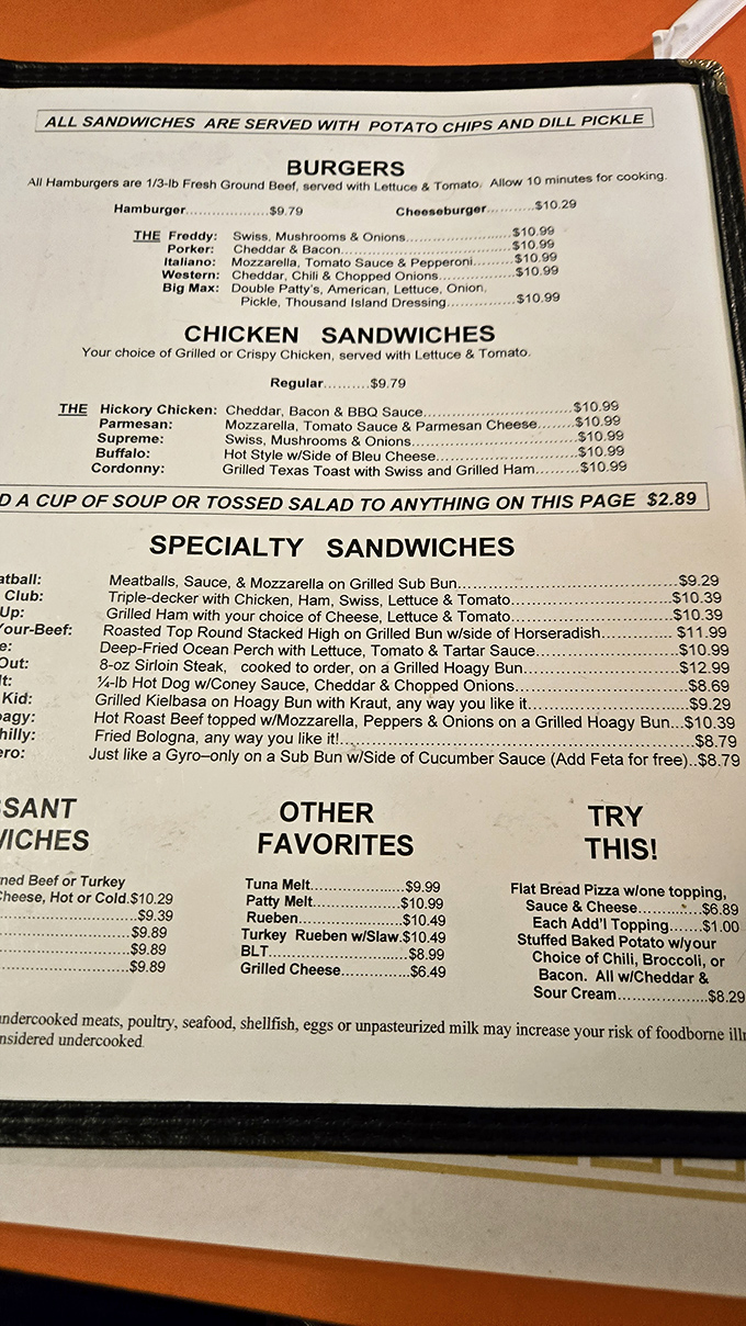The menu at Fred's reads like a love letter to American comfort food classics, with specialty sandwiches that promise satisfaction without pretension.