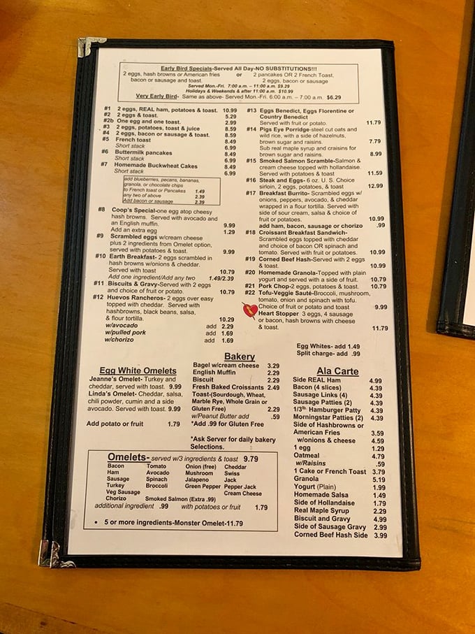 The menu reads like a love letter to breakfast classics&mdash;no foam, no deconstructed anything, just honest food that makes mornings worth facing.