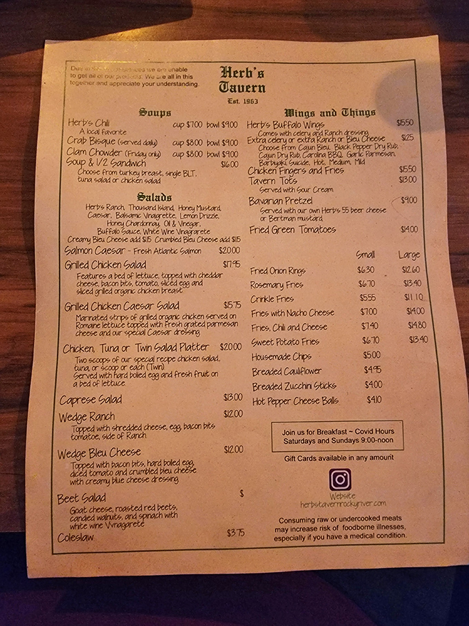 This menu isn't just a list of food&mdash;it's a roadmap to happiness. Notice how the "Tuna Melt" seems to wink at you from the page?