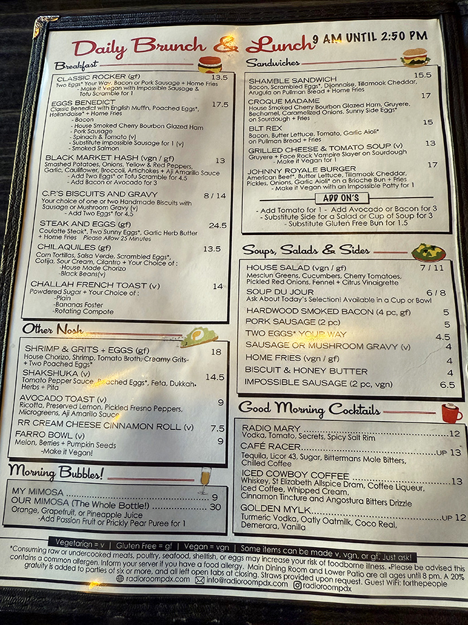 This menu isn't just a list of food&mdash;it's a treasure map where X marks the spot for those legendary biscuits and gravy.
