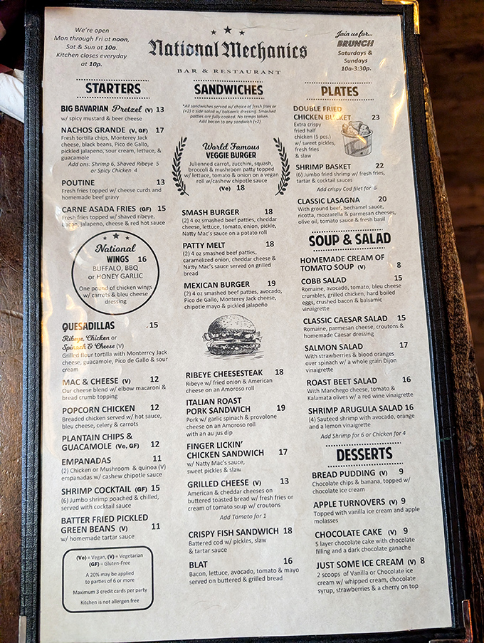 Menu treasure map! Each item promises its own delicious adventure, but the Double Fried Chicken Basket is the X that marks the spot.