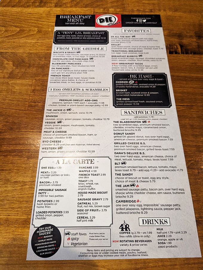 A menu that reads like a love letter to breakfast, where decisions are impossible and ordering "one of everything" seems entirely reasonable.