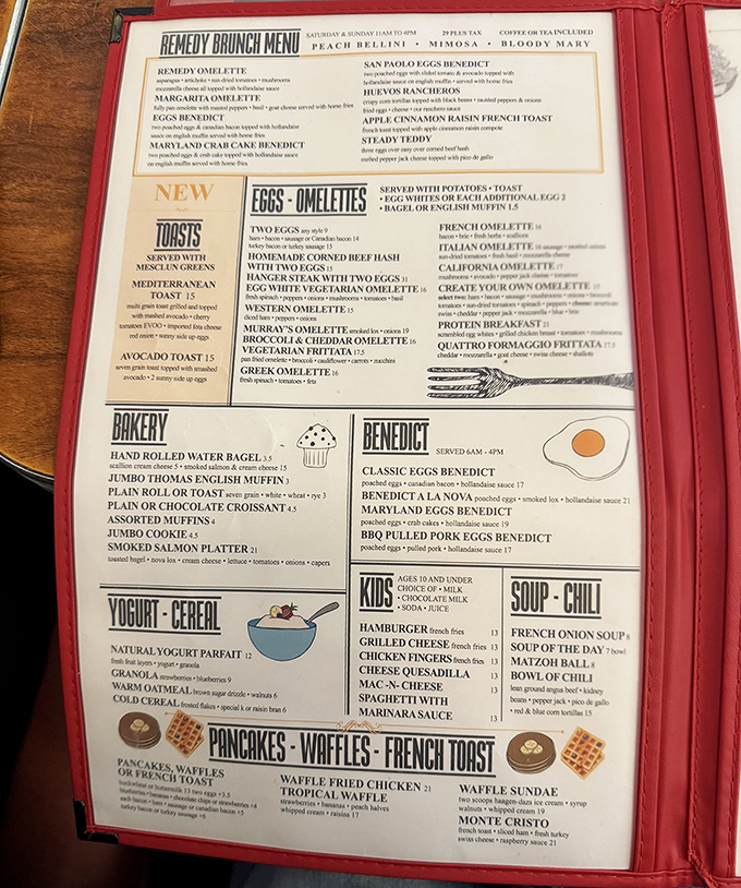 The menu at Remedy is a laminated love letter to breakfast classics, with enough options to satisfy every possible morning craving.