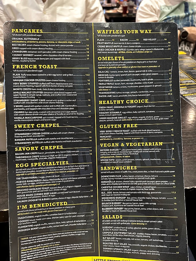 The menu reads like a love letter to morning meals, with enough options to make decision-making the hardest part of your day.