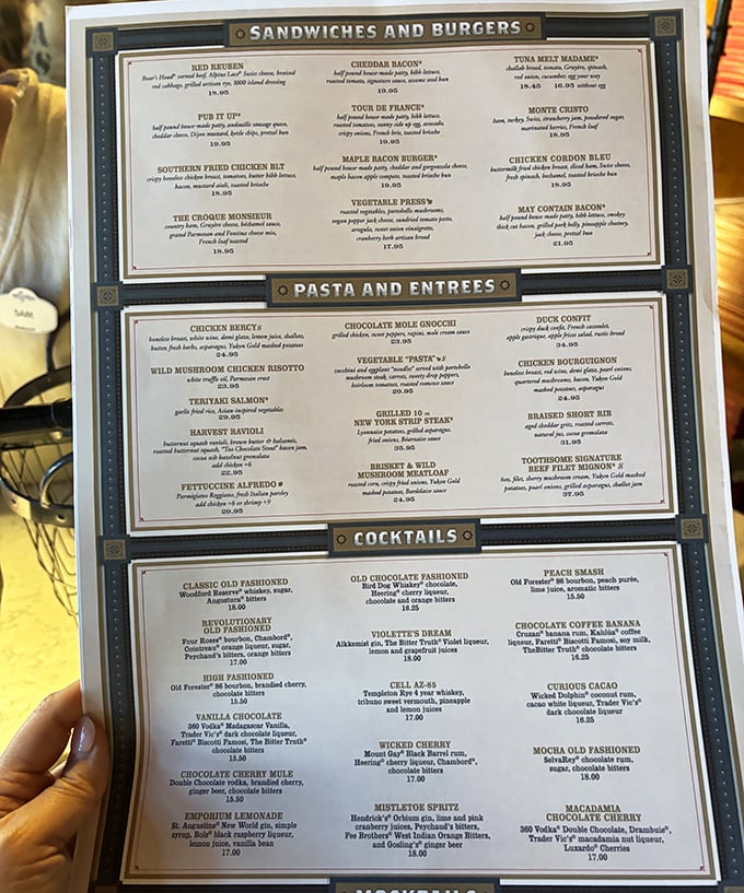 The menu reads like a culinary fever dream where comfort food meets chocolate-infused innovation. Chocolate Mole Gnocchi? My arteries are frightened but my taste buds are intrigued.