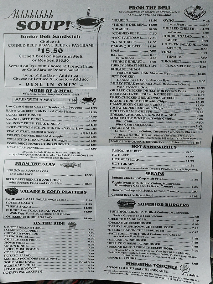 This menu isn't just a list of food&mdash;it's a historical document, a manifesto of deli greatness that makes choosing just one item feel like Sophie's Choice.