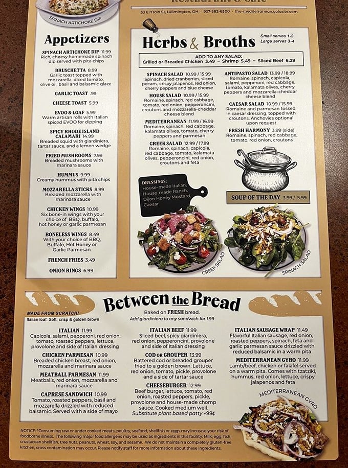 A menu that reads like a love letter to Mediterranean cuisine, where every item promises a vacation for your taste buds.