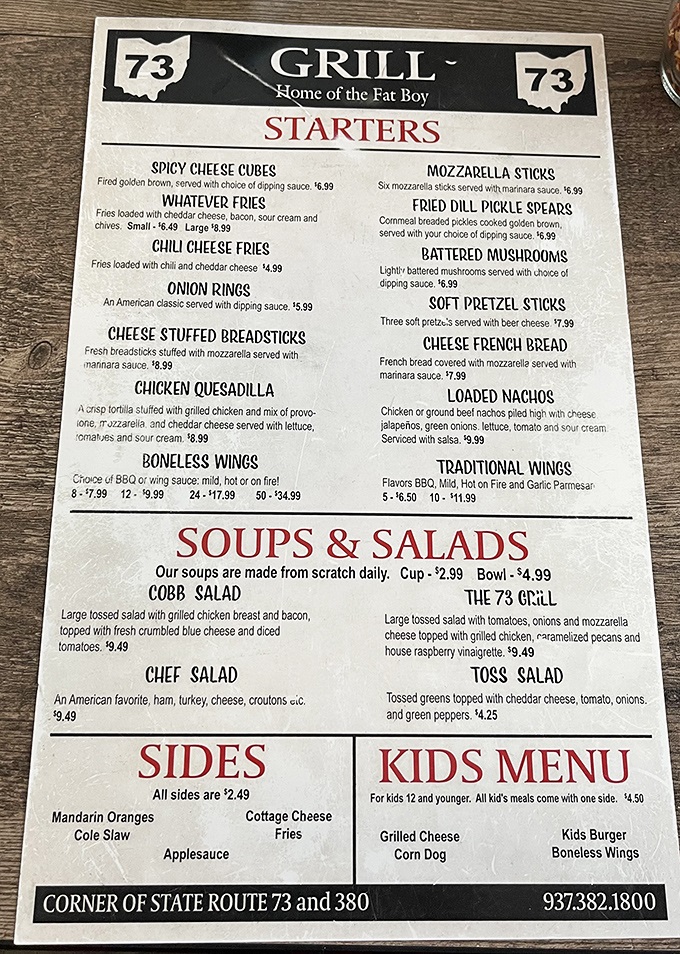 The menu reads like a love letter to comfort food classics. "Whatever Fries" might be the most honest and enticing food name in restaurant history.