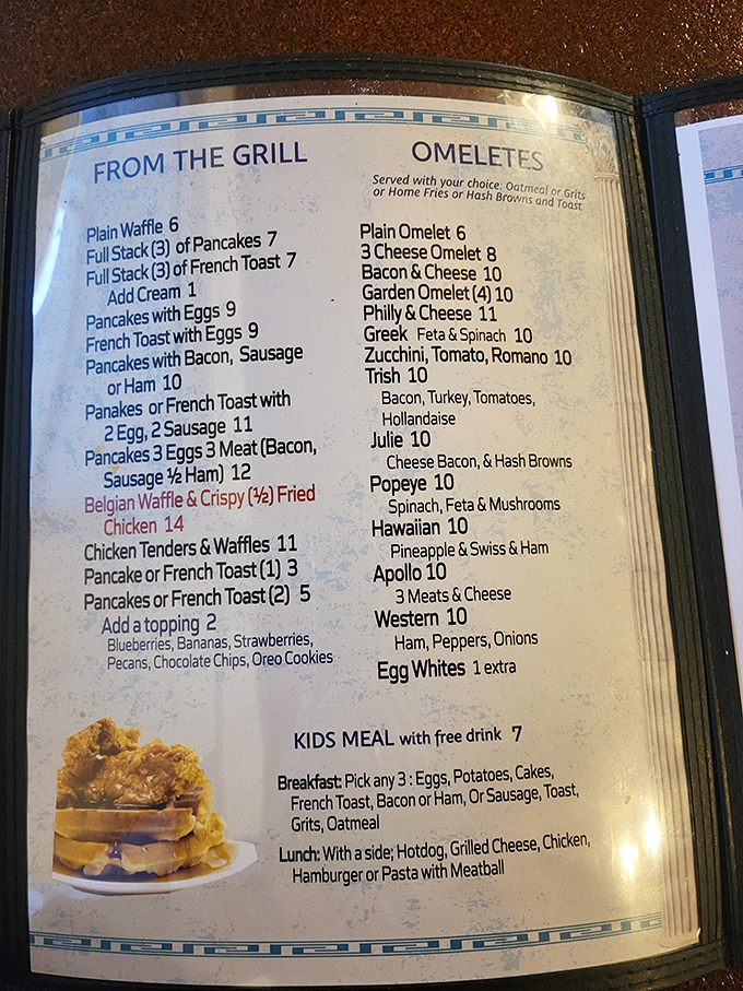 The menu reads like a love letter to both American classics and Greek specialties. Decision paralysis has never been so delicious.