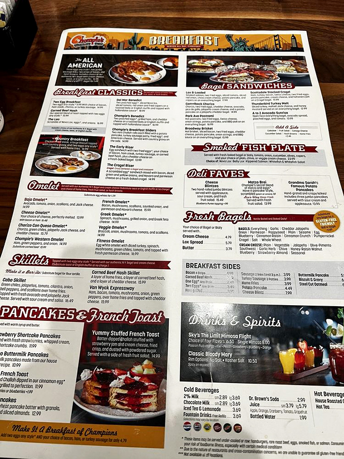 The menu at Chompie's reads like a novel where every chapter ends with you unbuttoning your pants. Breakfast, bagels, and deli classics&mdash;oh my!