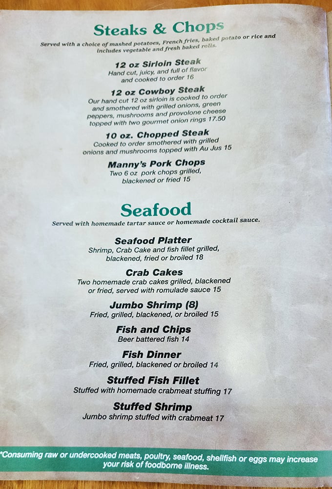 A menu that doesn't need fancy fonts or flowery descriptions&mdash;just honest food at prices that won't require a second mortgage.