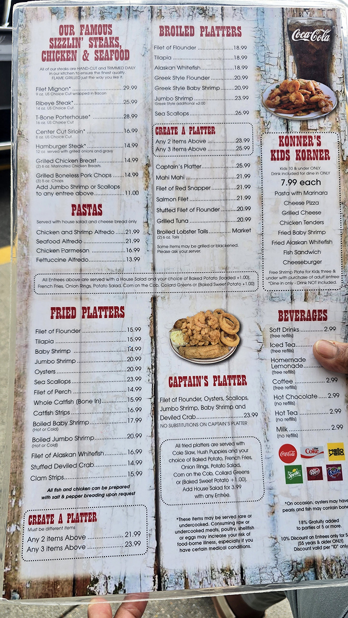 This menu isn't just a list&mdash;it's a maritime treasure map. Each item promises a delicious adventure that'll have you plotting your return visit before dessert arrives.