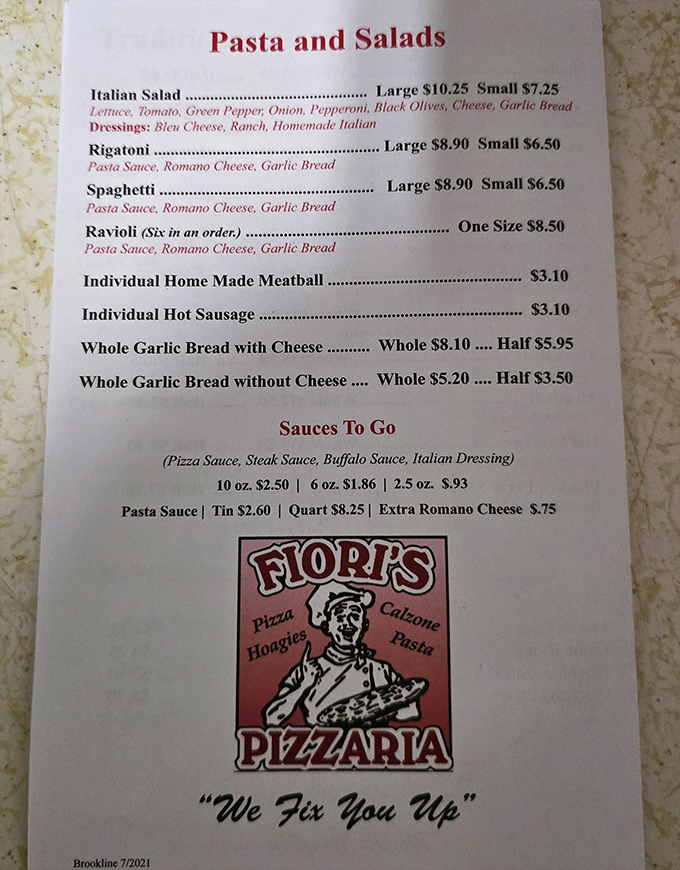 A menu that doesn't need fancy fonts or culinary buzzwords—just honest Italian-American classics that have stood the test of time.