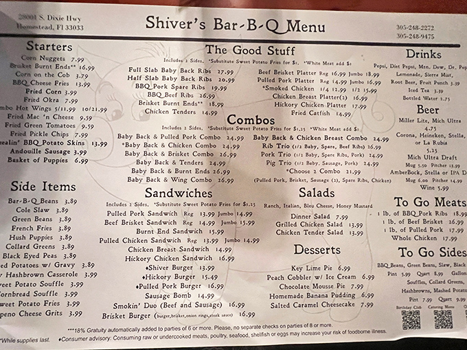 The menu at Shiver's isn't just a list&mdash;it's a roadmap to happiness. The "Good Stuff" section isn't false advertising; it's the understatement of the century.