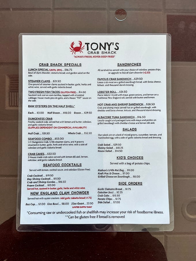 A menu that reads like coastal poetry&mdash;whole crab, seafood cocktails, and that famous crab sandwich that haunts dreams long after you've left Bandon.