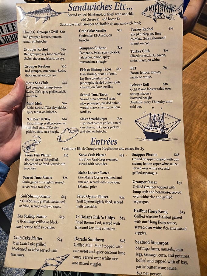 The menu reads like a love letter to Florida's waters&mdash;each sandwich a different way to experience the ocean's gifts.