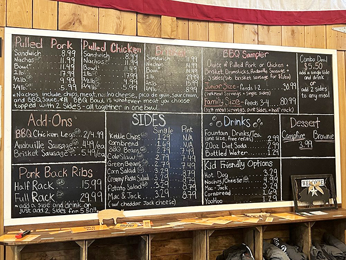 That chalkboard menu isn't just information—it's a roadmap to happiness. Choose your own adventure, but don't skip those nachos.