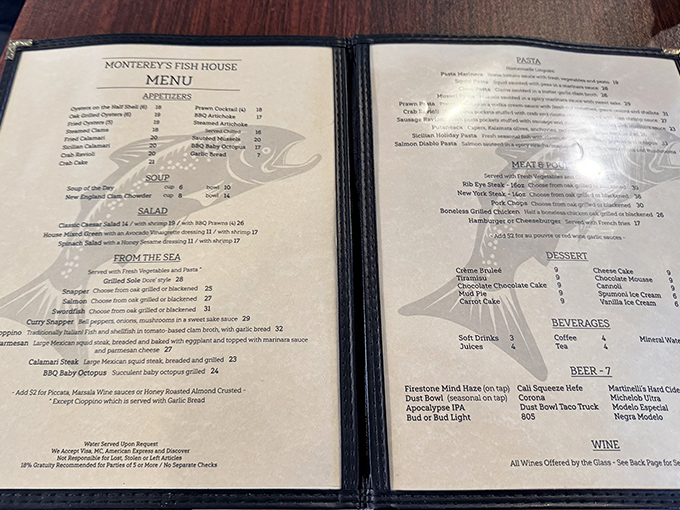 A menu that reads like maritime poetry&mdash;where "BBQ Baby Octopus" isn't just a dish, it's a promise of adventure on a plate.