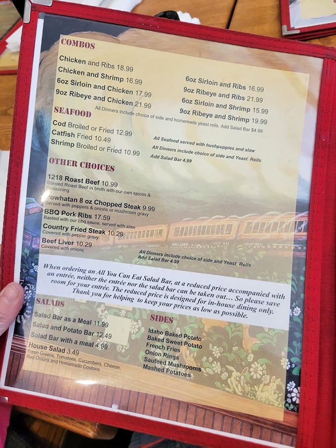 The menu reads like a love letter to carnivores. No fancy food terminology here&mdash;just straightforward promises of satisfaction that won't require a dictionary.