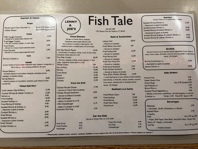 This menu isn't just a list&mdash;it's a maritime treasure map where X marks the spot for your next seafood obsession.