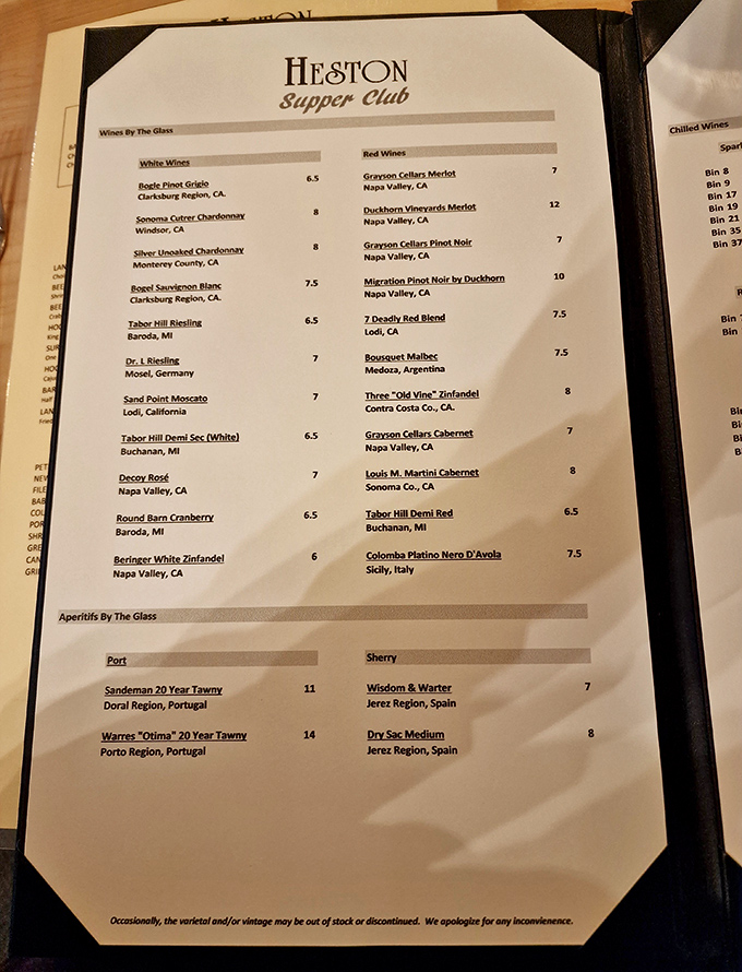 An impressive wine list featuring selections from Napa to Argentina proves this isn't your average small-town steakhouse experience.