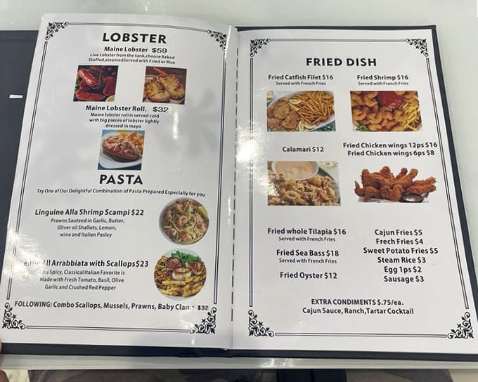 The menu reads like a love letter to seafood enthusiasts. From Maine lobster to Cajun classics, decision paralysis has never been so delicious.