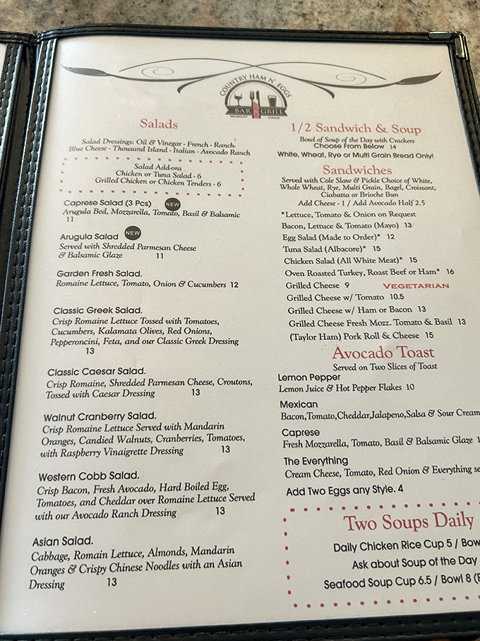 This menu isn't trying to reinvent breakfast—it's perfecting it. Each item promises a delicious journey without needing a passport or pretension.