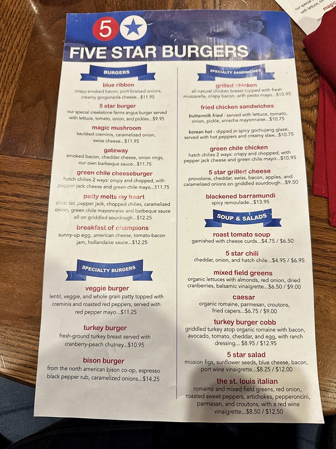 The menu reads like a love letter to burger enthusiasts&mdash;each option more tempting than the last, making decision paralysis a delicious dilemma.