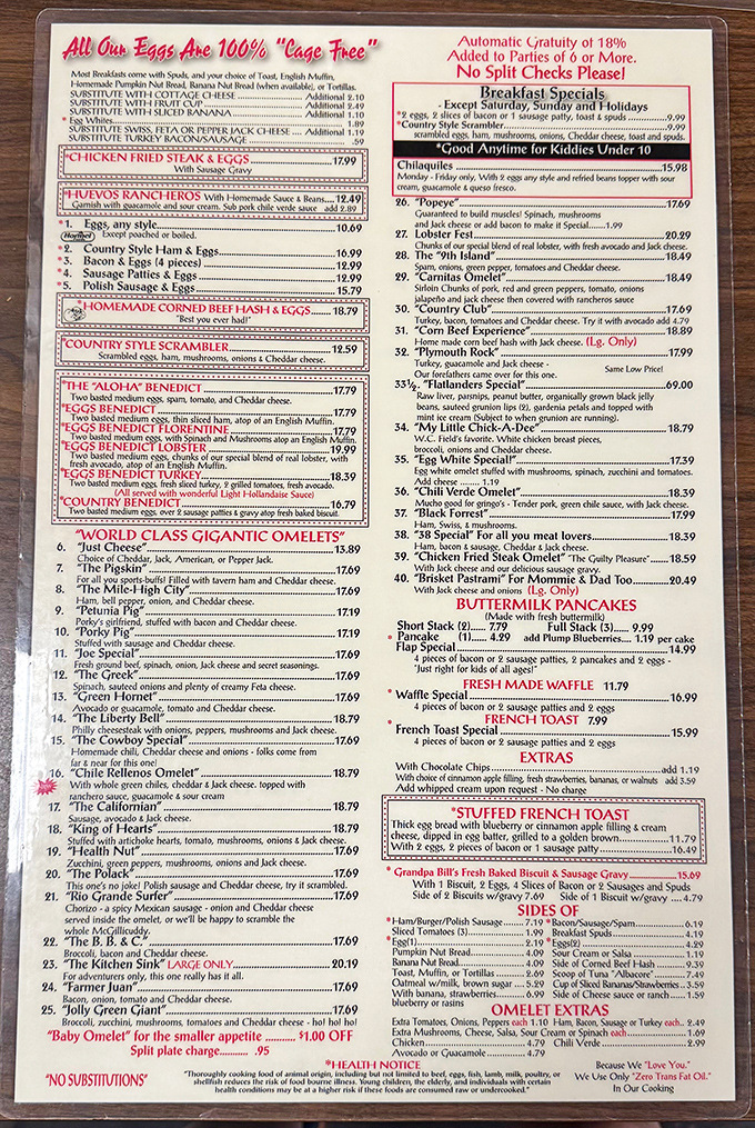 The menu reads like an epic novel where every character is delicious. Choose your breakfast adventure wisely!