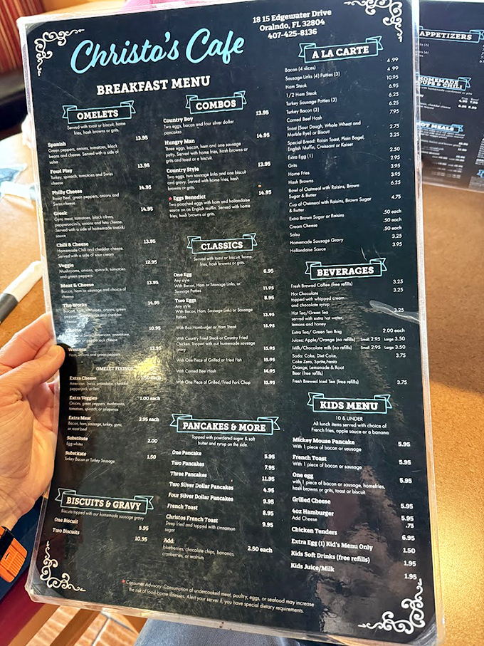 This menu isn't just a list of options&mdash;it's a roadmap to breakfast nirvana, with omelets leading the expedition.