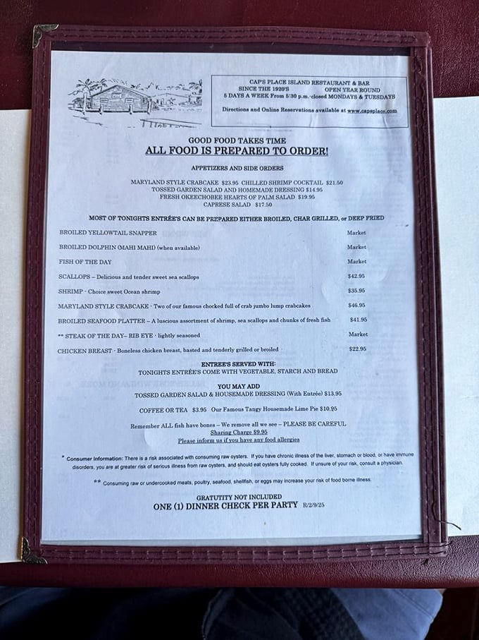 A menu that doesn't need fancy fonts or trendy descriptions&mdash;just straightforward seafood excellence that speaks for itself.