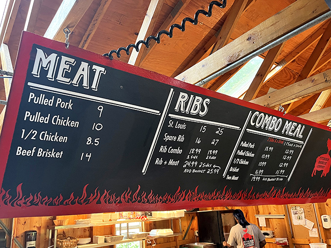 The menu board tells a simple truth: life's complicated enough without overthinking your meat choices. Each option promises a different path to happiness.