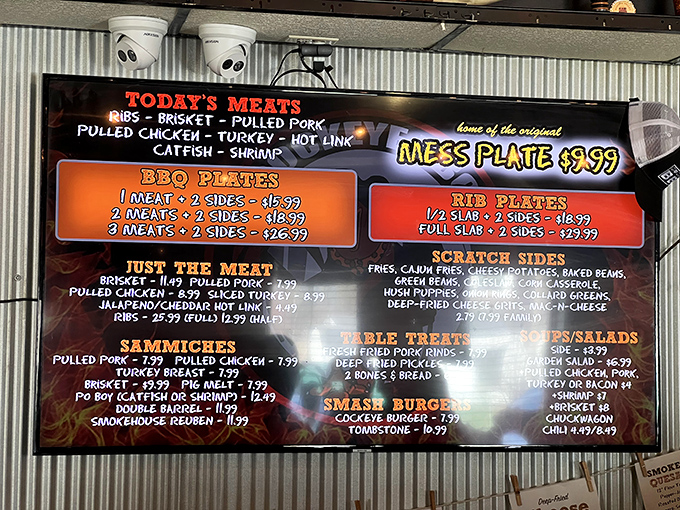 This menu board isn't just a list—it's a roadmap to happiness. The "Mess Plate" beckons to indecisive food lovers like a beacon in a sea of tough decisions.