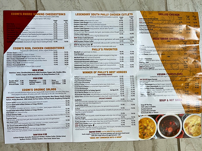 A menu that reads like poetry to sandwich lovers. Each line represents not just food, but a potential life-changing culinary experience.