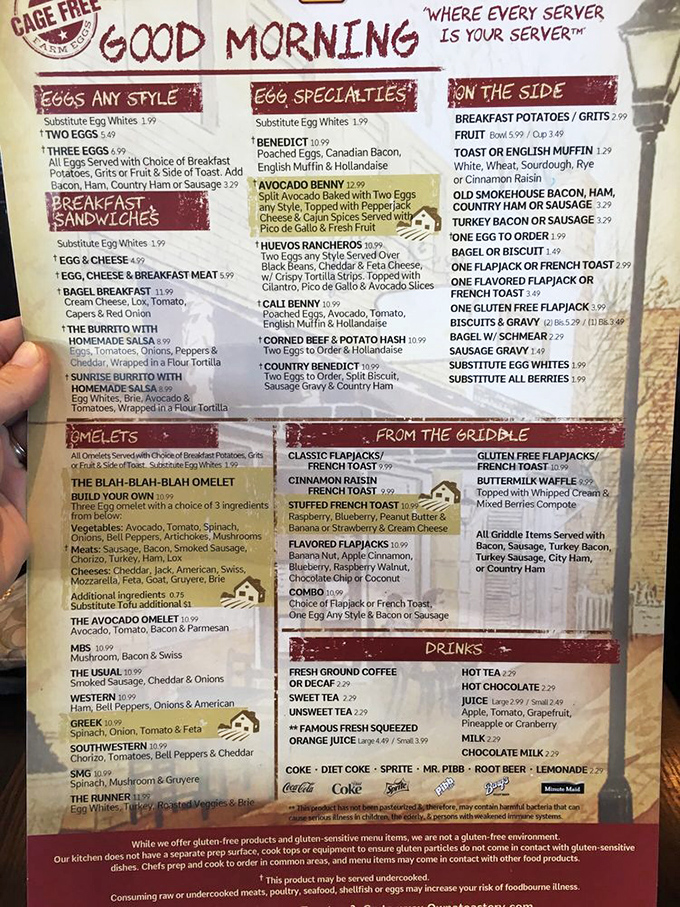 The menu reads like a love letter to breakfast enthusiasts&mdash;where else can you find something called a "Blah-Blah-Blah Omelet" that's anything but boring?