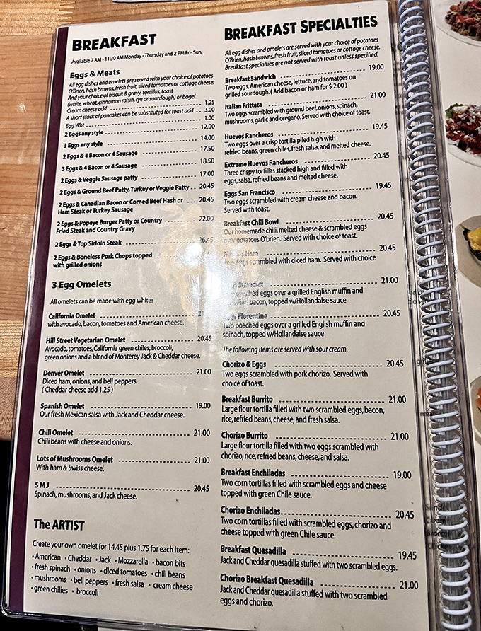 A breakfast menu that requires strategic planning. Like a choose-your-own-adventure book, except every ending involves delicious food and happiness.