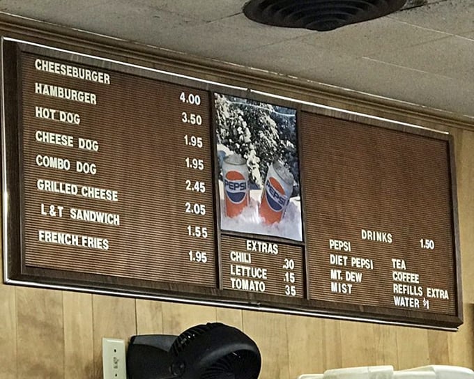 A menu board that hasn't changed much since rotary phones were cutting-edge technology. Simplicity never goes out of style.