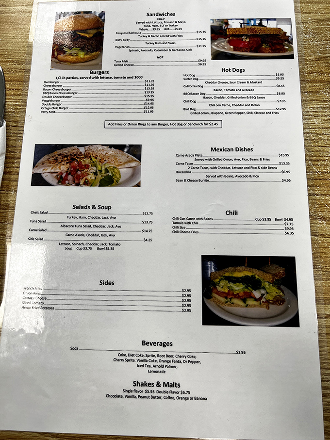 This isn't just a menu; it's a roadmap to happiness with breakfast classics, burgers, and Mexican specialties that have stood the test of time.